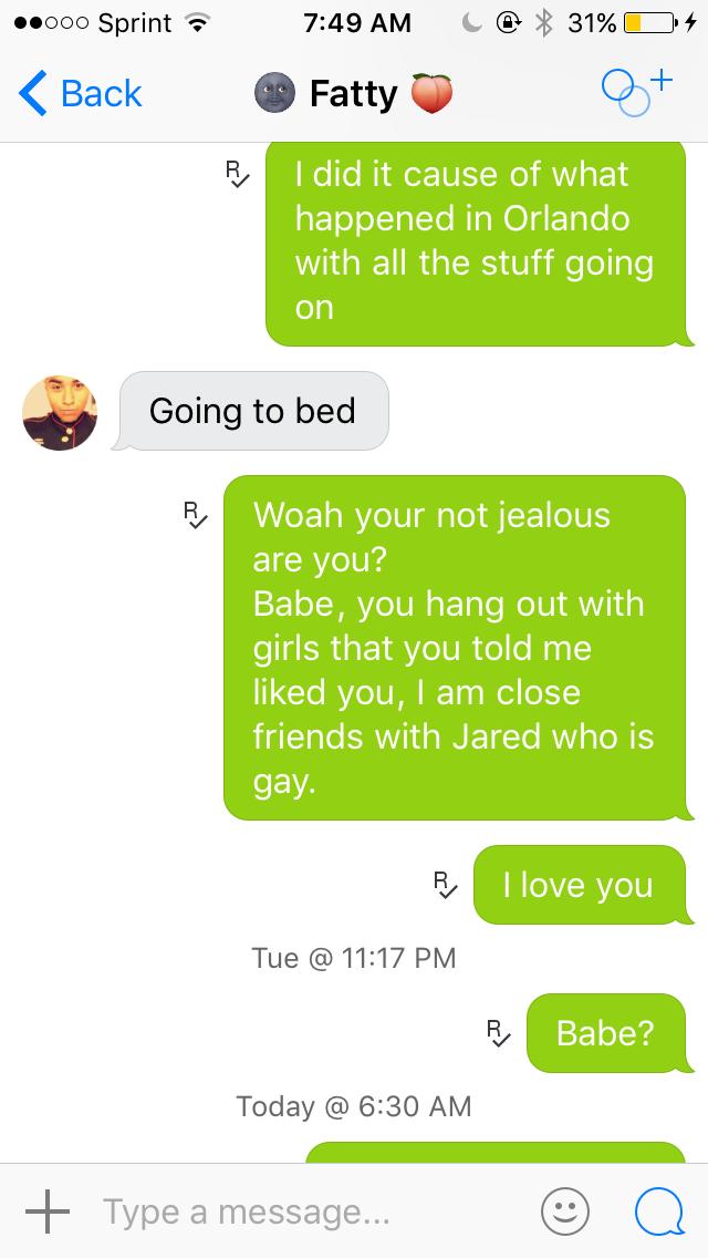 (Screenshots) My boyfriend got jealous that I posted a pic with guy ...