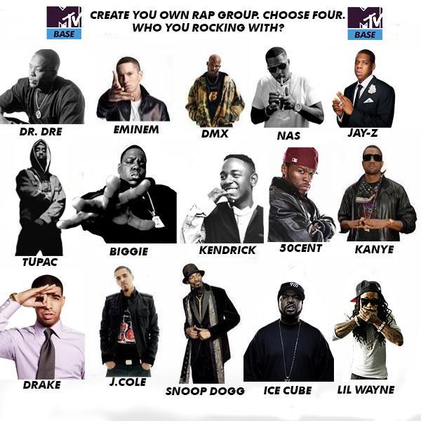 Choose 4 Rapper's to Create your own Rap group ;) ? - GirlsAskGuys