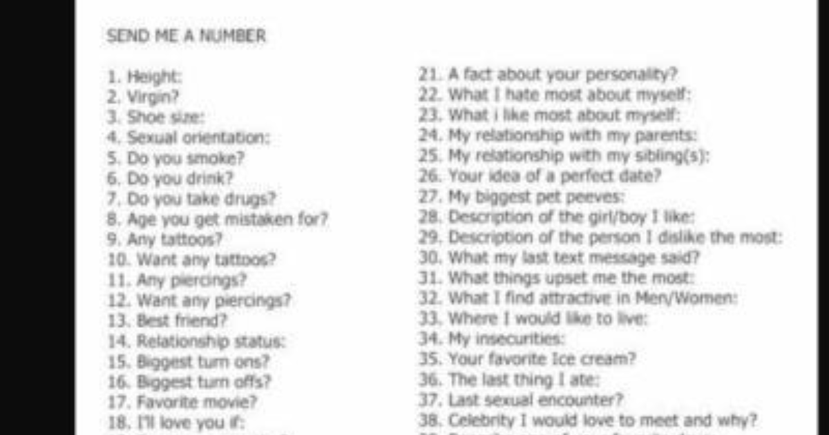 Pick a number and I'll answer? - GirlsAskGuys