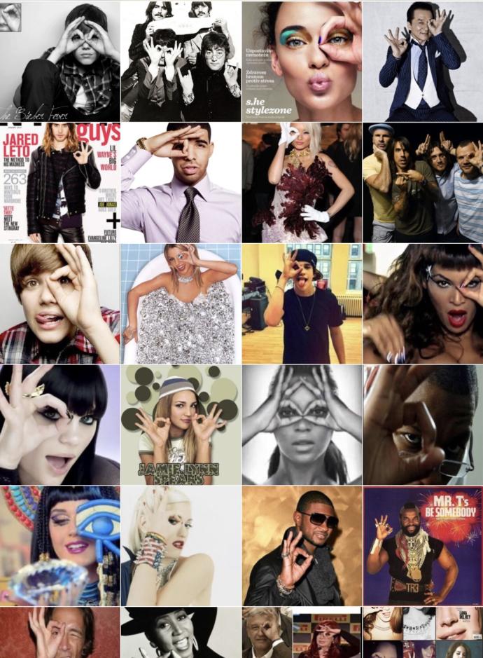 Why do so many celebrities take pictures with three fingers over one ...