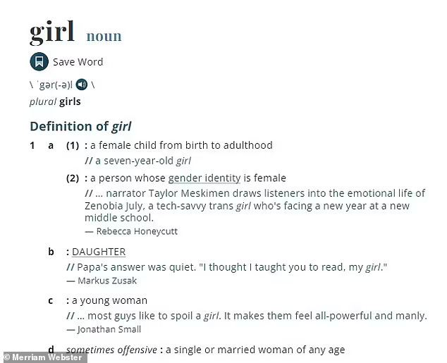 Do you agree with Merriam-Webster's definitions of 'girl', 'woman', and ...