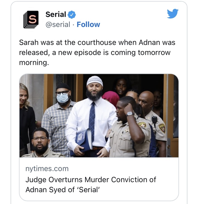 So the Serial guy was released…you think the Making a Murderer guy is ...