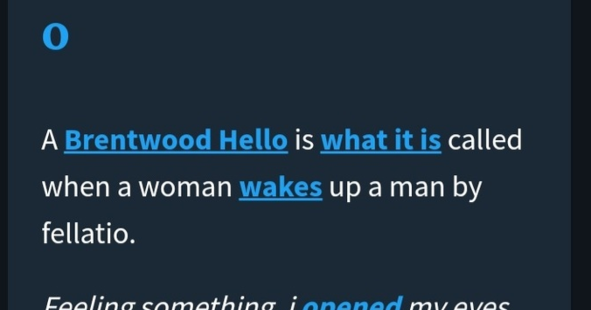 Would you be happy to be on the receiving end of a "Brentwood Hello ...