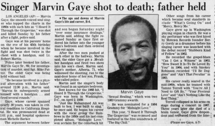 What was your initial reaction on the news when Marvin Gaye was killed ...