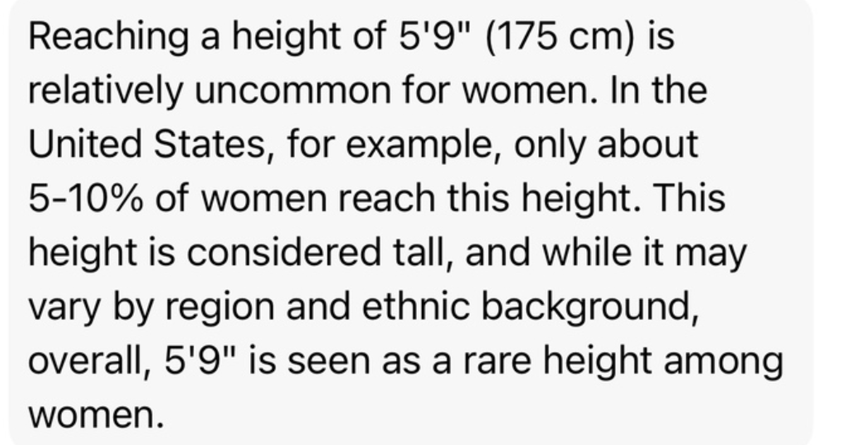 Do you consider 5’9 tall for a woman? - GirlsAskGuys
