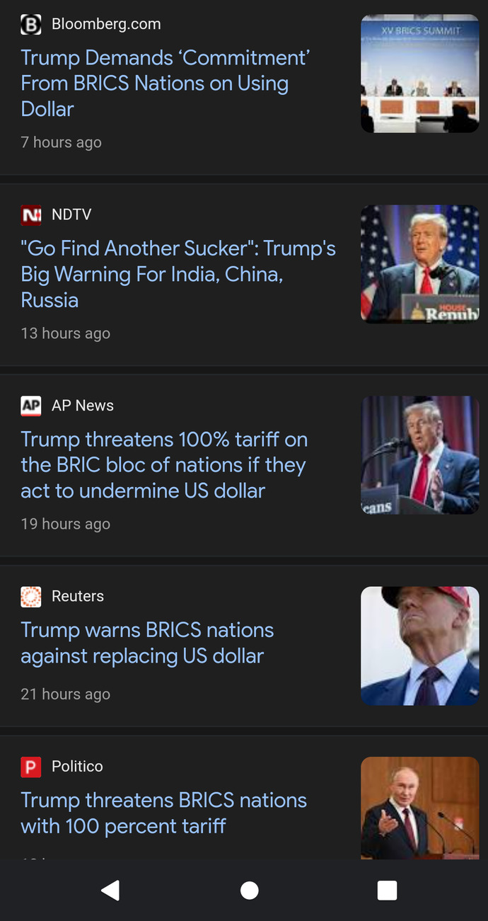 President Trump tells BRICS countries to "Go find another sucker." Is ...