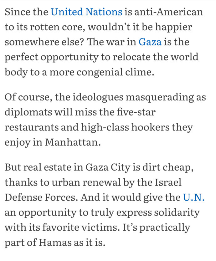 What do you think of the idea of moving the United Nations out of the ...