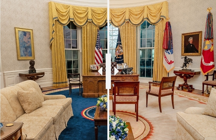 Whose Oval Office decor do you prefer? Biden or Trump? The decor has ...