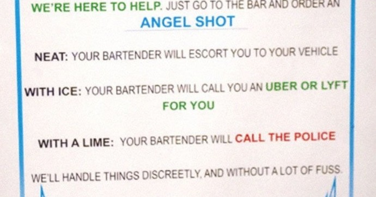Did you know about the angel shot code in bars? - GirlsAskGuys