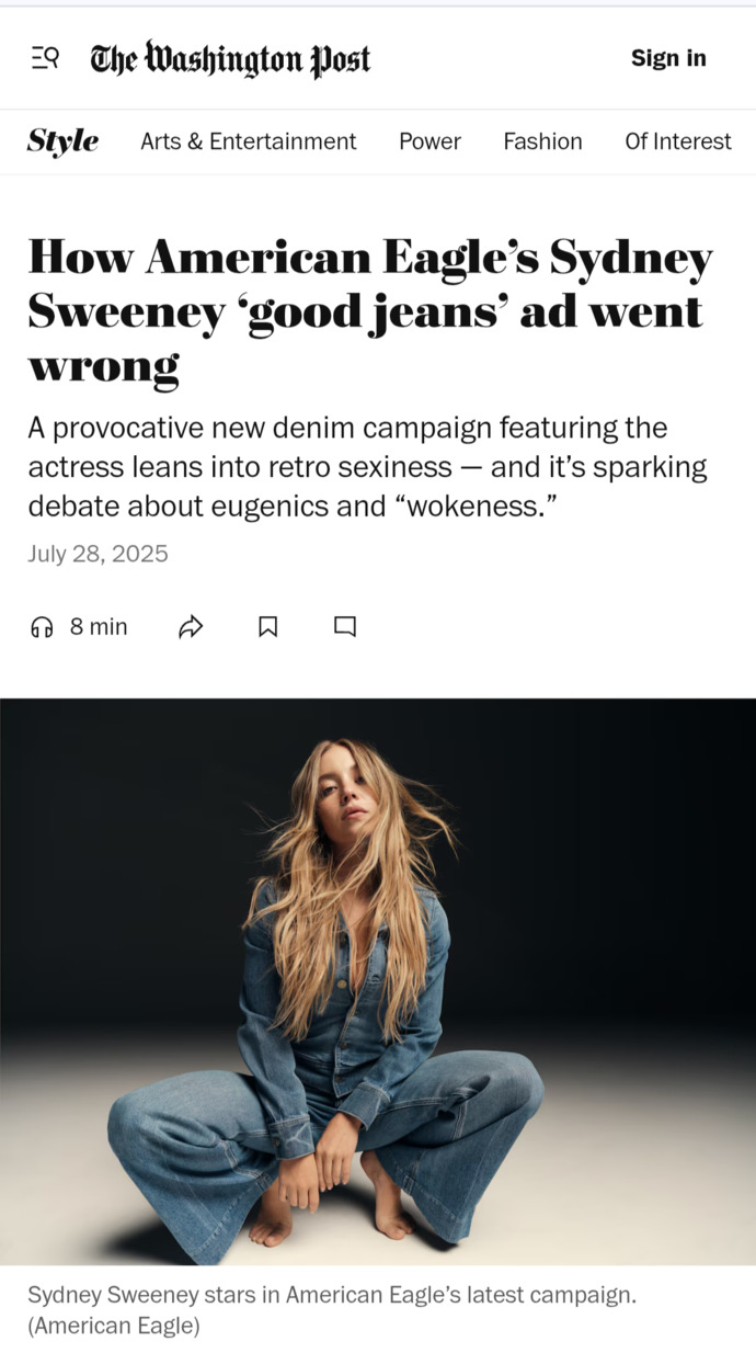 What's Your Opinion On Sydney Sweeney Controversial American Eagle Commercial And Do You Find It ...